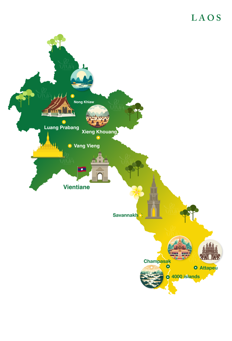 Esplora il Laos con la Cartina Mappa Turistica - Asia Viva Travel
